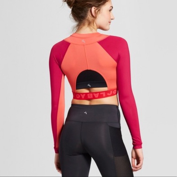 JoyLab | Tops | Joy Lab Pink And Orange Long Sleeve Crop Workout M ...